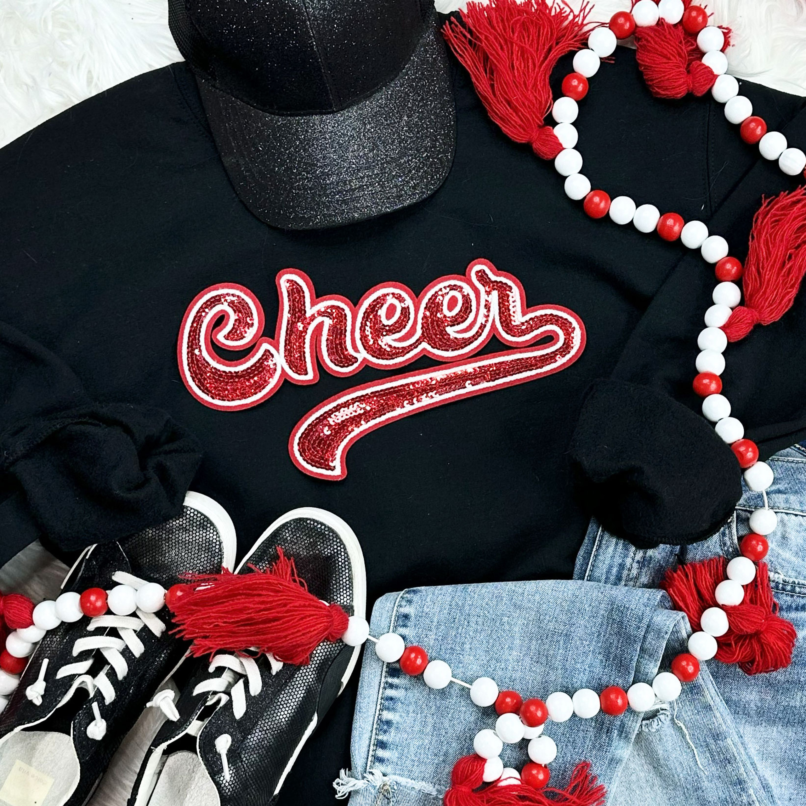 Red Cheer Sequin Patch
