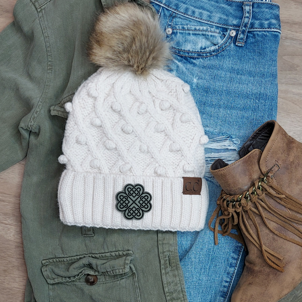 Four Leaf Clover Leather Hat Patch