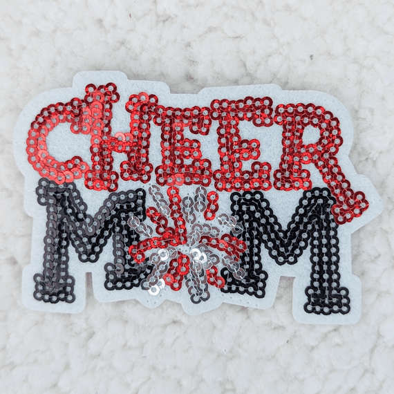 Red Sequin Cheer Mom Patch