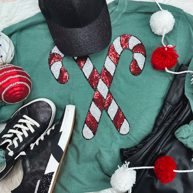 Sequins Candy Canes Chenille Patch