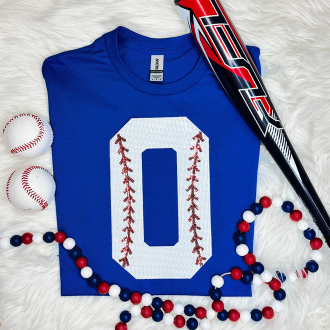 Baseball Number Sequin Patch