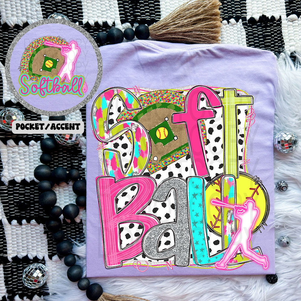 Retro Softball Black Dots Pattern SET DTF Heat Transfer
