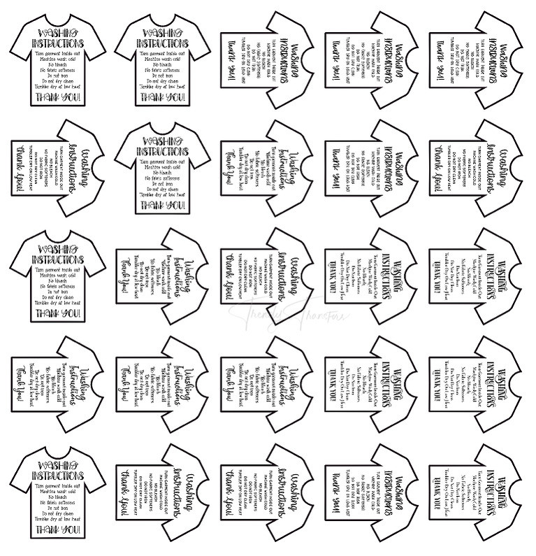 Care Instructions Packaging Sticker Sheet - Trendy Transfers