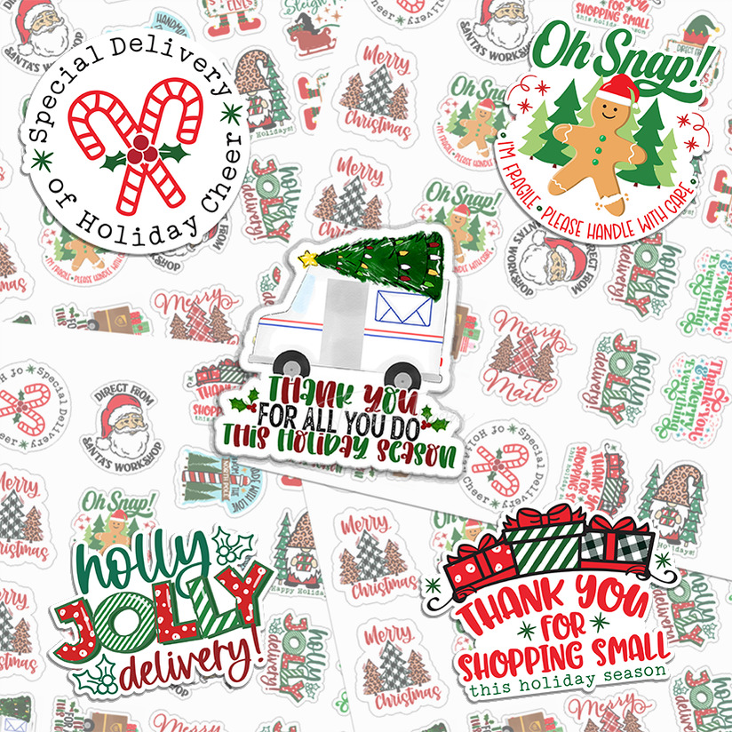 Christmas Packaging Sticker Sheet - Trendy Transfers
