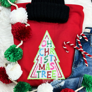 Sequin Christmas Tree Patch | Sequin Christmas Tree Applique