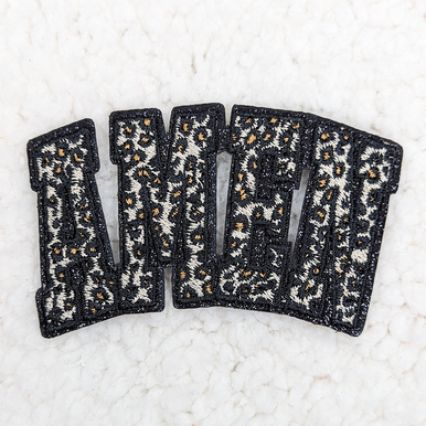 AMEN Leopard Embroidered Glitter HAT/POCKET Patch
