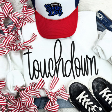 Touchdown Cursive Black PUFF Screen Print Heat Transfer