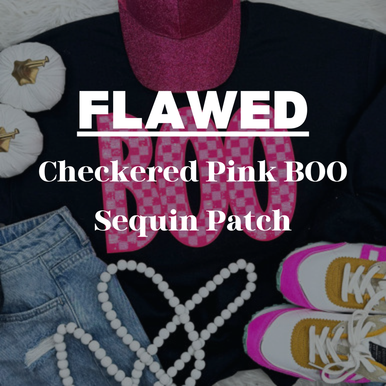 FLAWED Checkered Pink BOO Sequin Patch *READ DESCRIPTION*