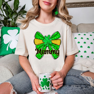 Mammy St Patricks Day Coquette Bow DTF Heat Transfer