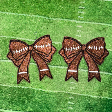 Football Bow Sides Sequin Patch Set of 2