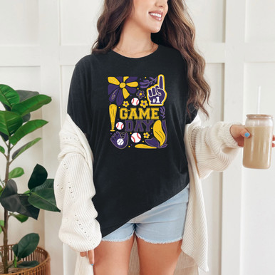 Boho Baseball (Purple-Yellow) Gameday DTF Heat Transfer