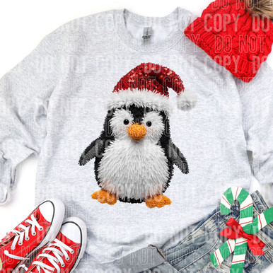 Faux Yarn Christmas Penguin DTF Heat Transfer