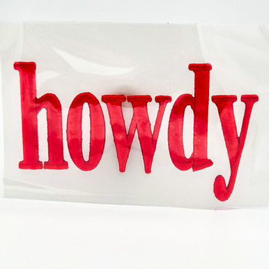 Howdy RED Puff Embroidered HAT/POCKET Patch
