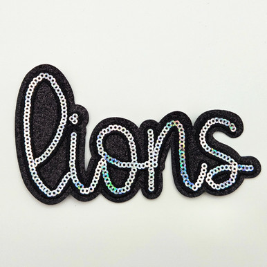Lions Silver Sequin HAT/POCKET Patch