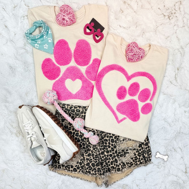 Dog Lover Fluffy Patch – Paw Print & Heart Paw Designs