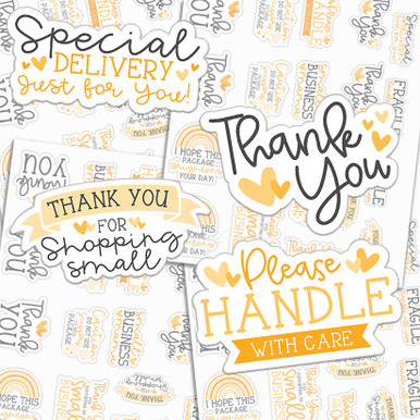 Sunny Yellow Packaging Sticker Sheet - Trendy Transfers