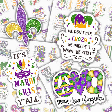 Mardi Gras Variety Pack Sticker Sheet - Trendy Transfers
