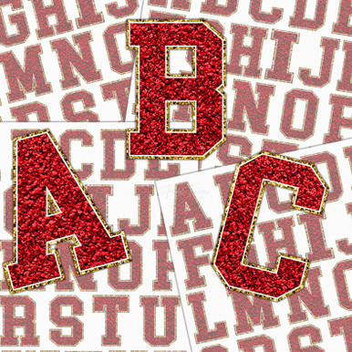 Red Chenille Glitter Letters Sticker Sheet - Trendy Transfers