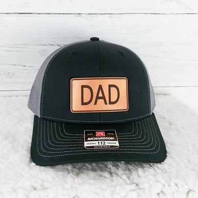 Dad TAN Leather Hat Patch