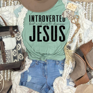 Introverted But Will Discuss Jesus Screen Print Heat Transfer - Trendy ...