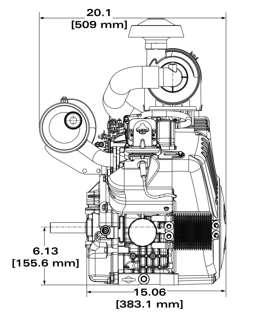 Vanguard 35hp MARINE V twin Engine 1-1/8" X 4" - Muffler included