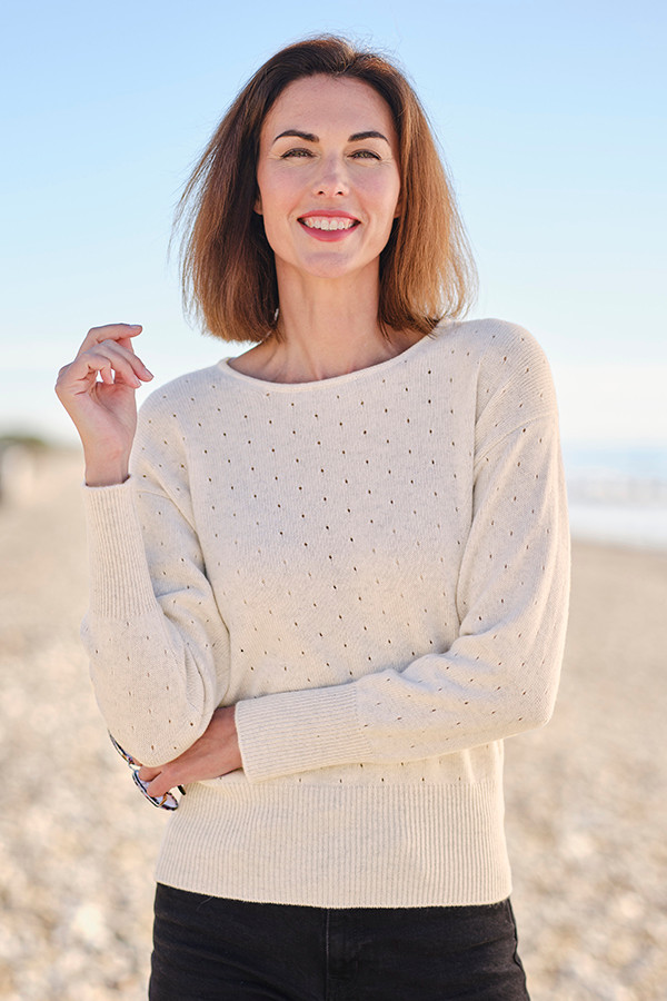 Sienna 4 Ply High Rib Cashmere Crew Neck Sweater
