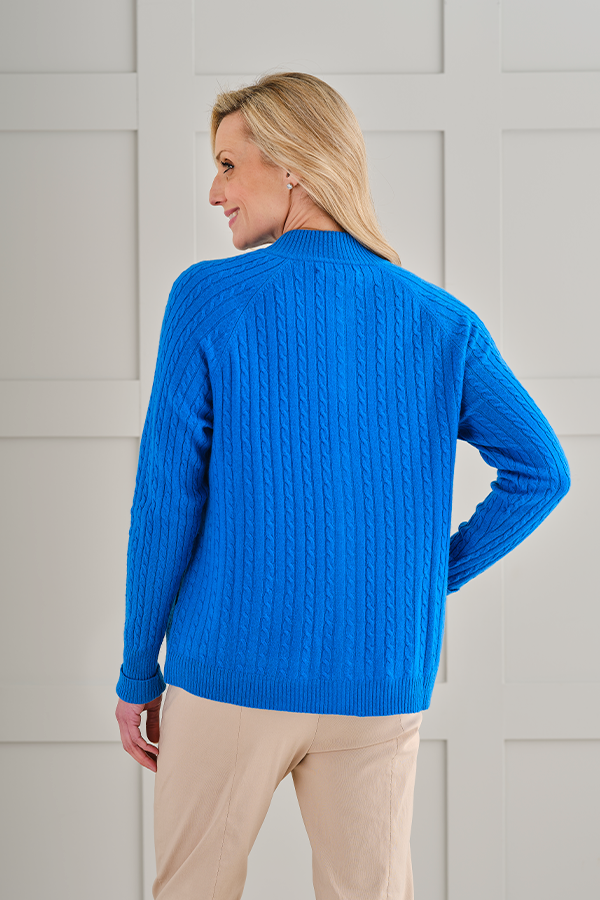 Helena Zip-Up Cable Cashmere Cardigan