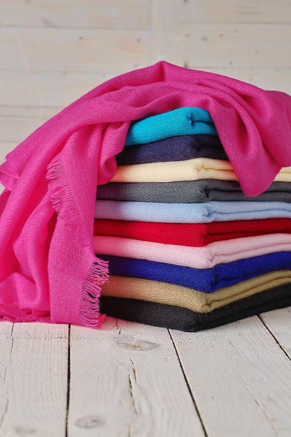 Pure Cashmere Diamond Weave Pashmina Wrap