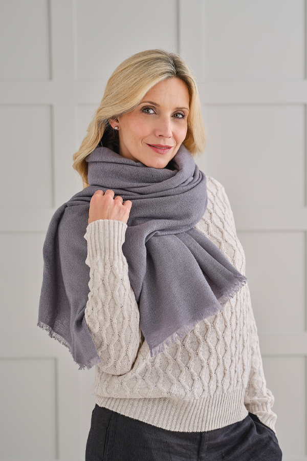 Pure Cashmere Diamond Weave Pashmina Wrap