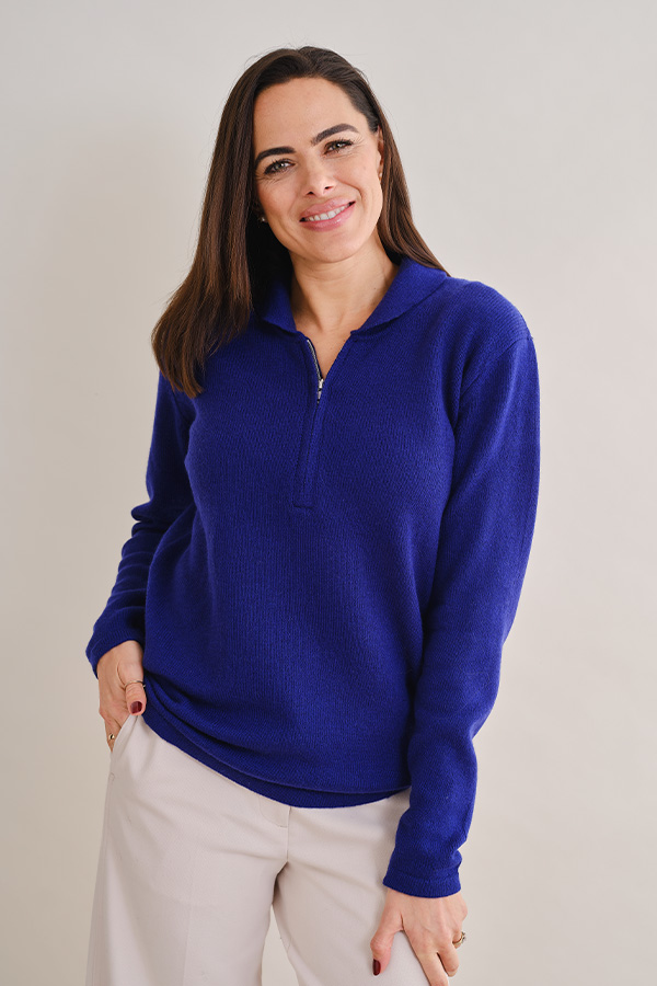 Sinead 4 Ply Cashmere Zip Collar