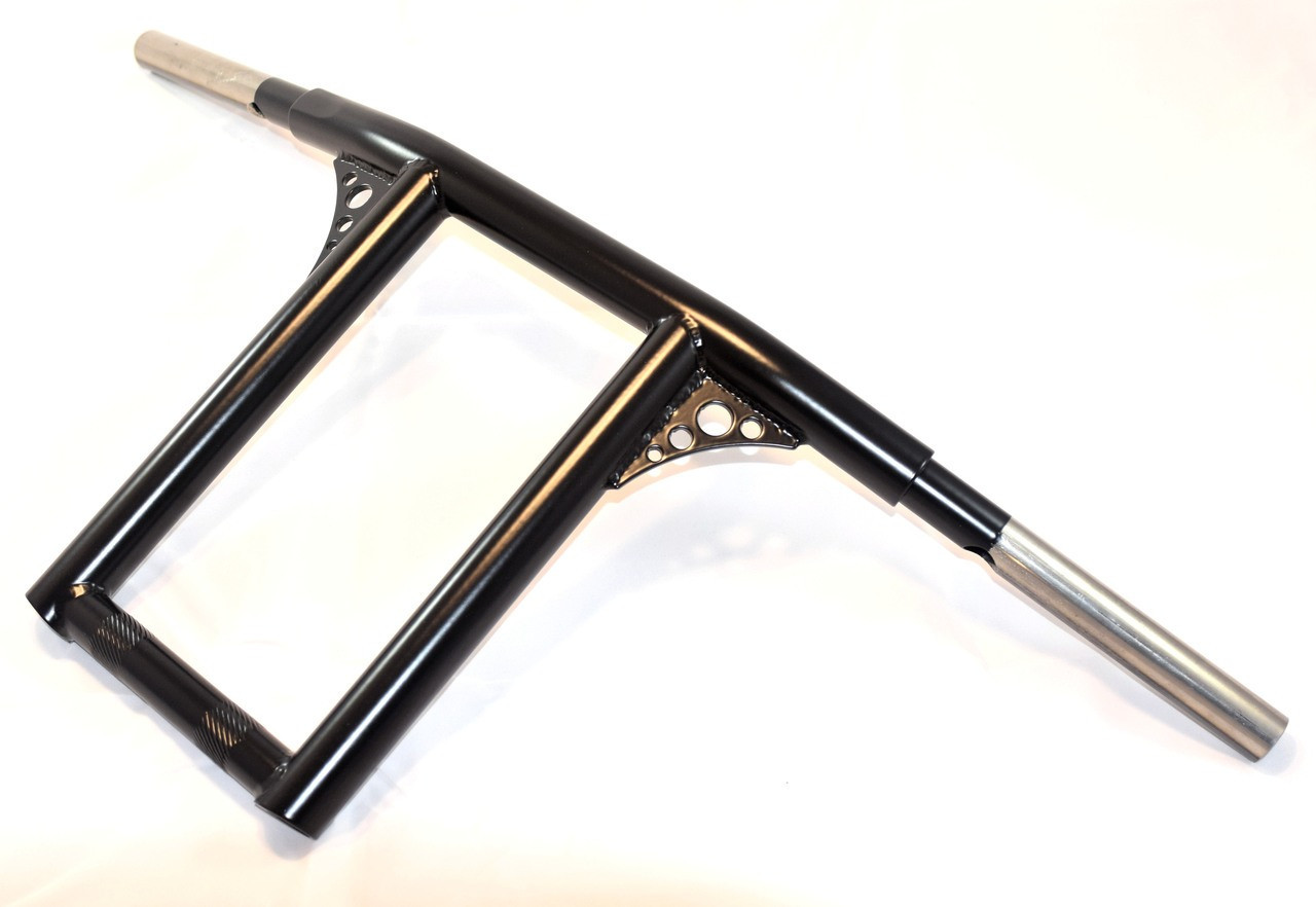 Adjustable t-bar handlebar for dynas and sportster with integral riser