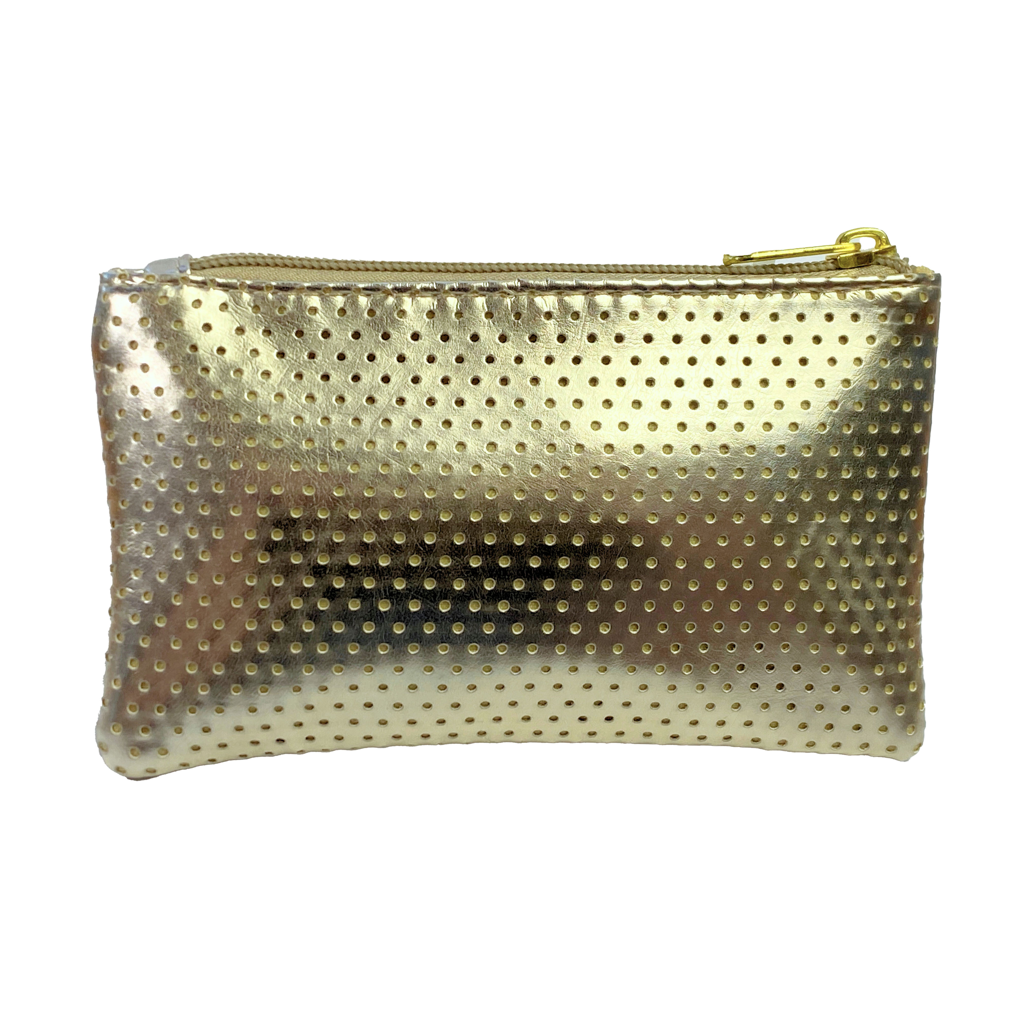 Perforated Gold Cosmetics Bag with Zip Closure