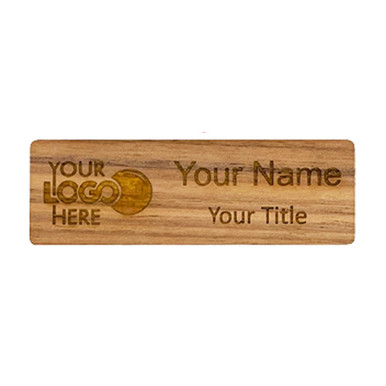 Rectangle Walnut Name Badge | BadgeStore