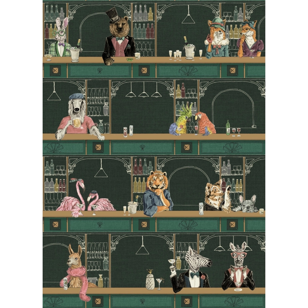 BMCF003/07A Happy Hour Club Green Wallpaper by Brand McKenzie