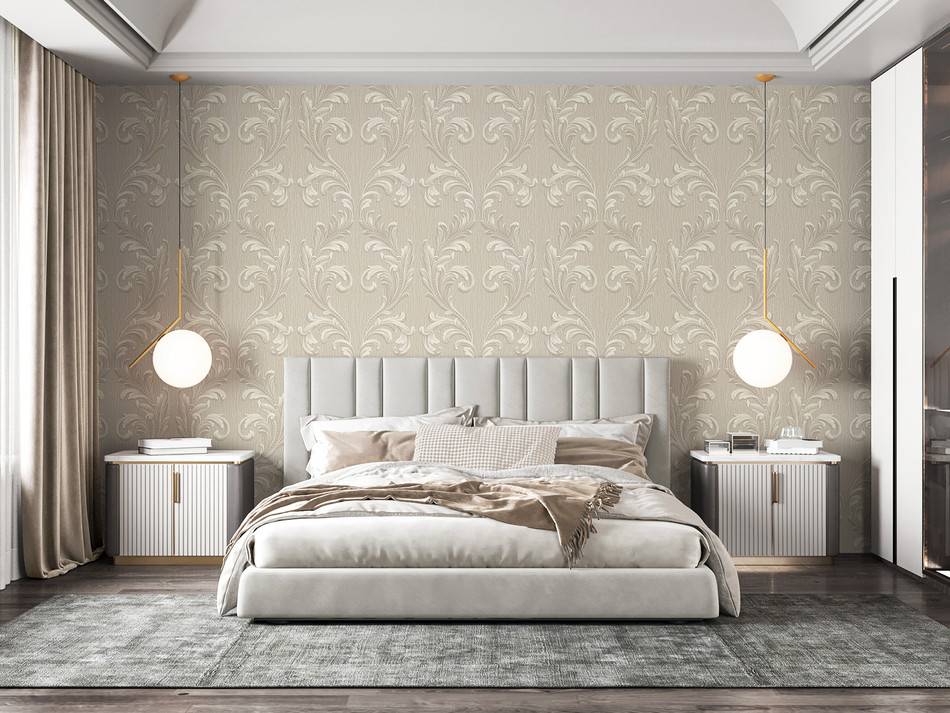41323 Tiffany Scroll Beige Wallpaper by Belgravia