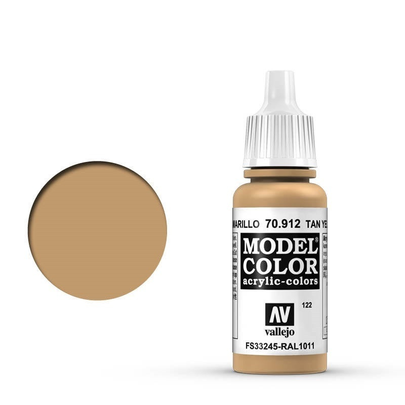 AV70912 Vallejo Model Colour #122 Tan Yellow 17 ml Acrylic Paint [70912 ...