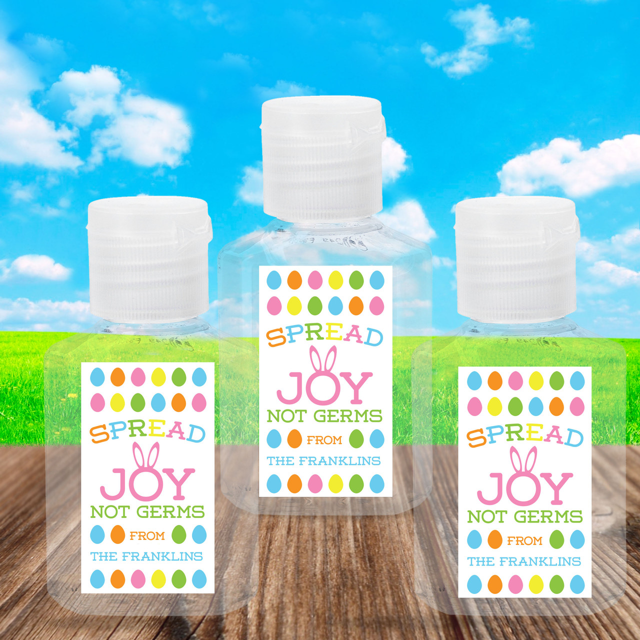 Easter Eggs Custom Hand Sanitizer Labels & Bottles