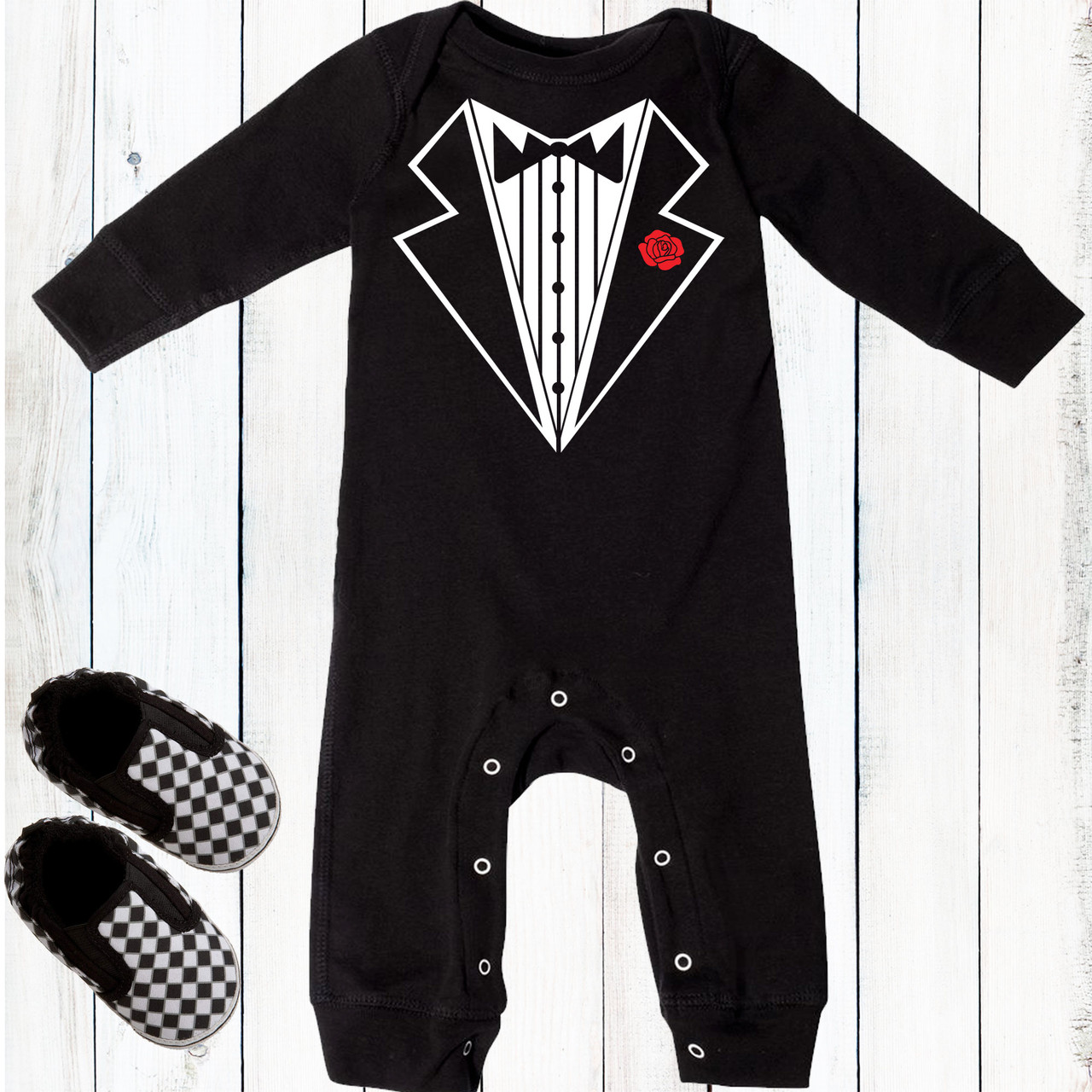 Black Tie Tuxedo Romper
