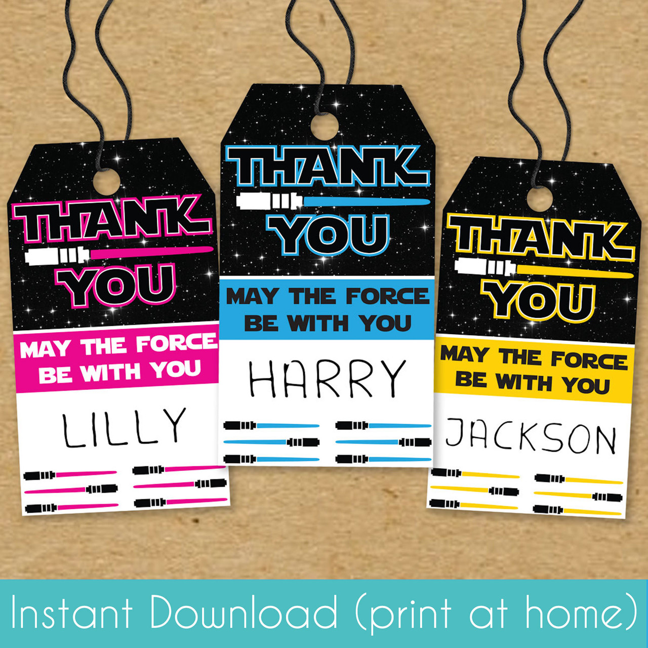 Printable Jedi Birthday Favor Tags (Instant Download)