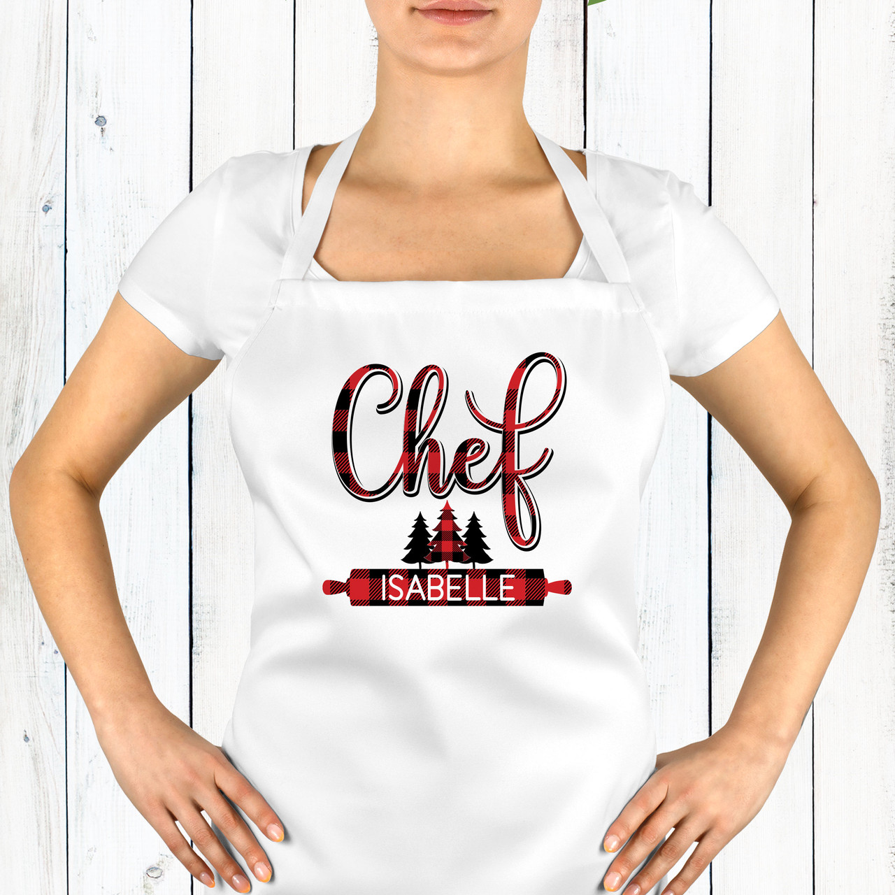 Pretty Plaid Personalized Chef Aprons