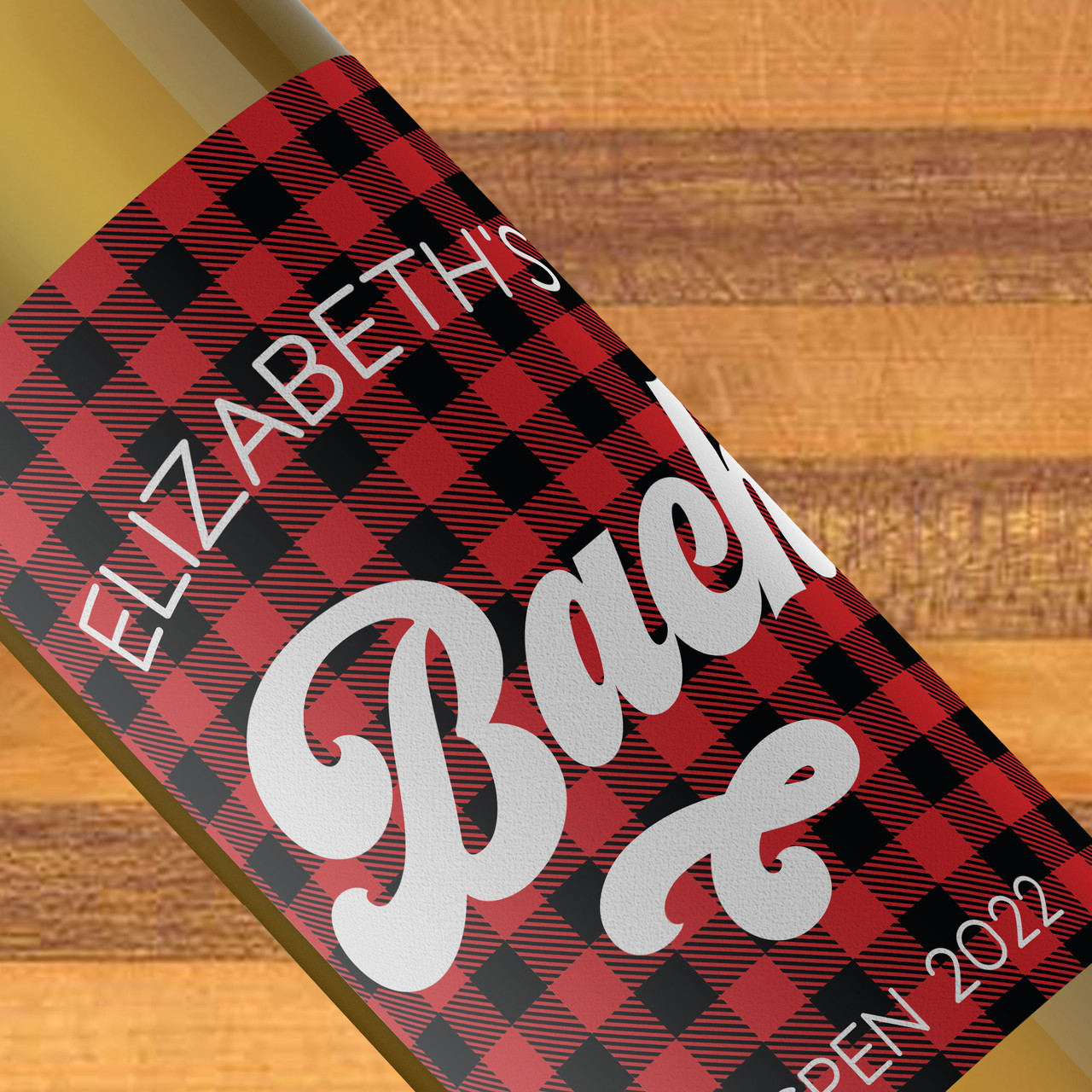 Retro Plaid Bachelorette Party Custom Wine Labels