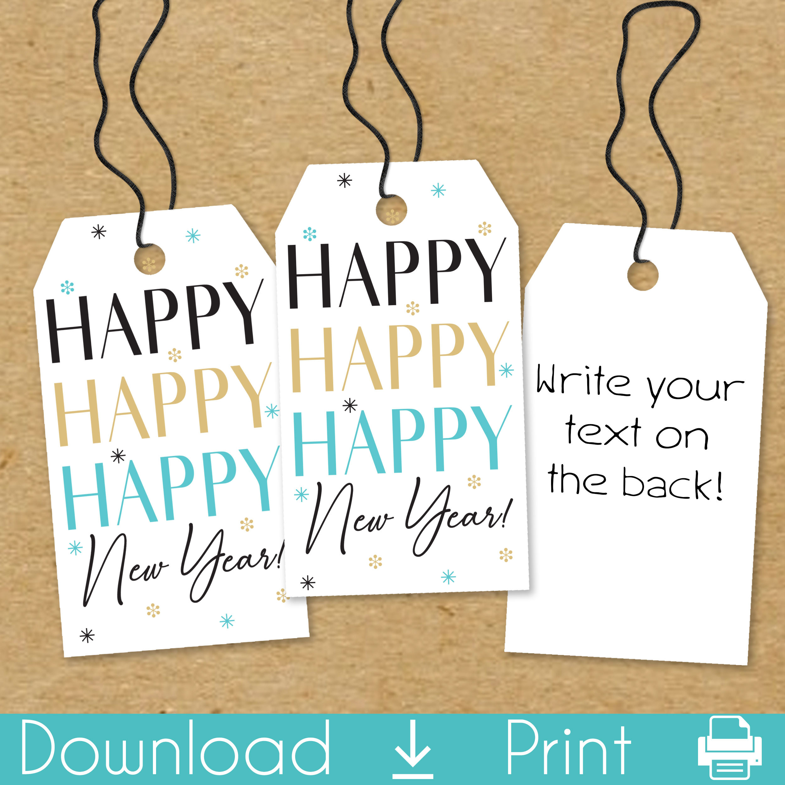 Happy Happy Birthday Printable Gift Tags (Instant Download)
