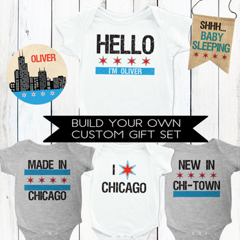 Hello Chicago Personalized Baby Gift Box Set