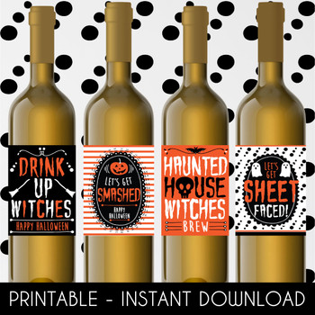 Drink Up Witches Printable Halloween Wine Labels (Instant Download)
