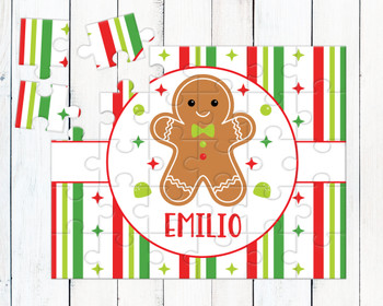 Personalized Gingerbread Kid Christmas Puzzle