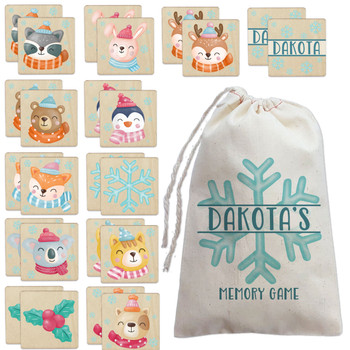 Personalized Winter Animals Wooden Memory Game – Custom Toddler Gift ...