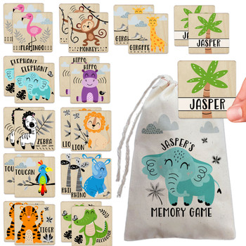 Personalized Jungle Animals Wooden Memory Game – Montessori Matching ...