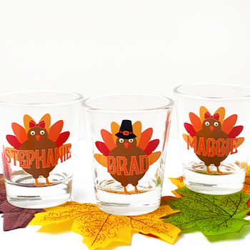 Custom Turkey Hat Shot Glasses