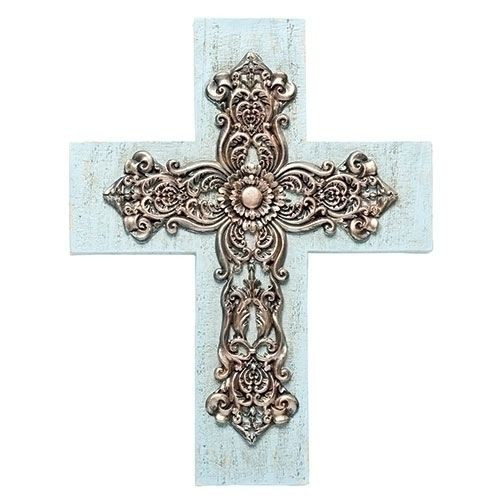 Blue Washed Wall Cross - Giftswithlove,Inc.