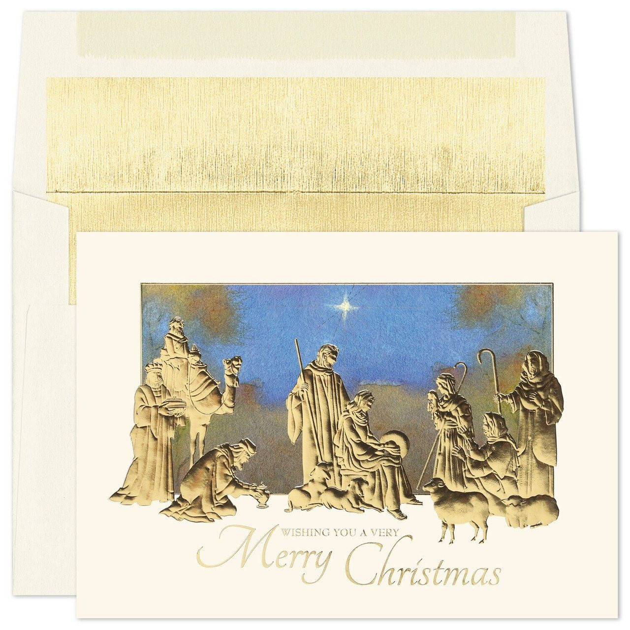 Golden Nativity Boxed Holiday Card - 15ct - Giftswithlove,Inc.